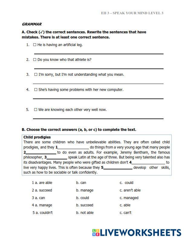 FINAL REVIEW EII3 PART 1 (PP.1-16) | Live Worksheets