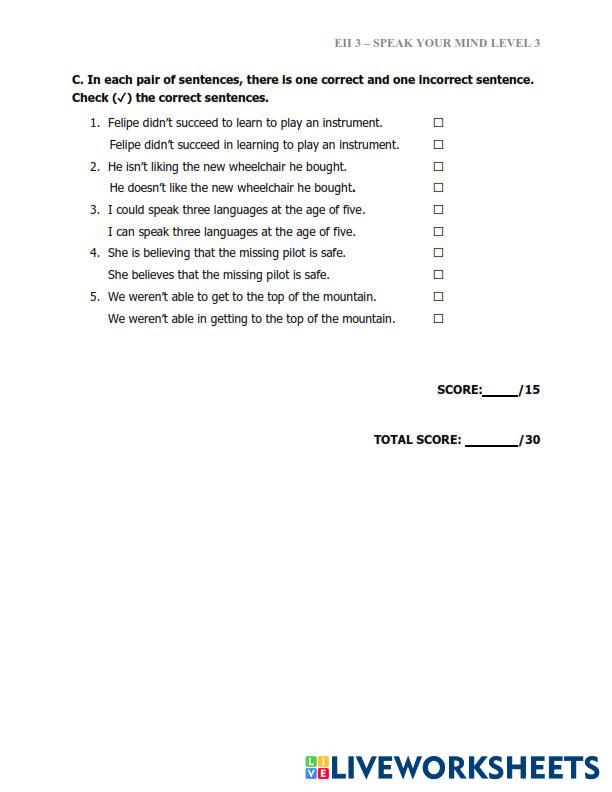 FINAL REVIEW EII3 PART 1 (PP.1-16) | Live Worksheets