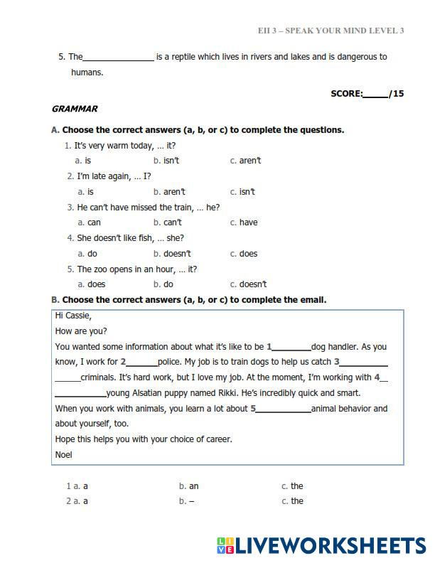 FINAL REVIEW EII3 PART 1 (PP.1-16) | Live Worksheets