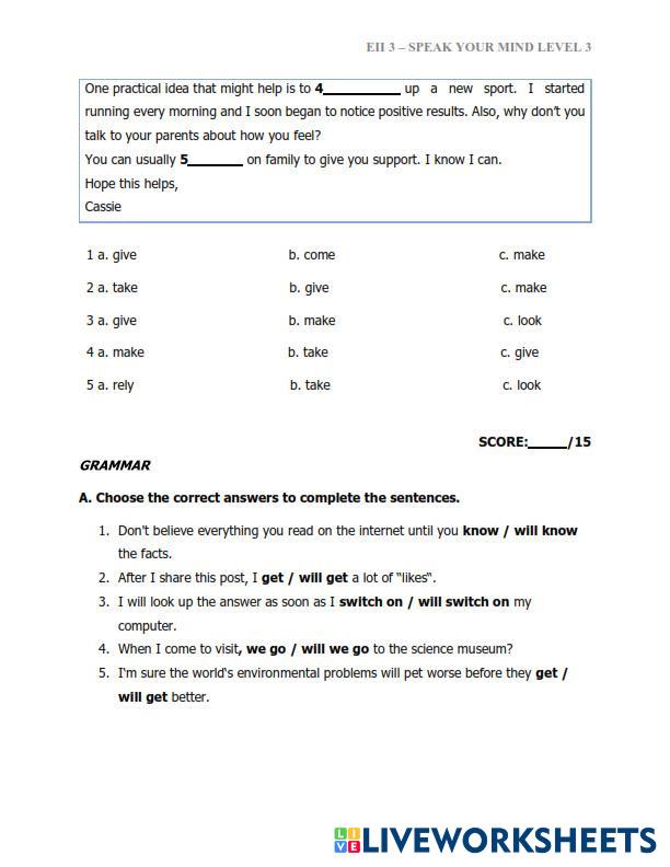 FINAL REVIEW EII3 PART 1 (PP.1-16) | Live Worksheets
