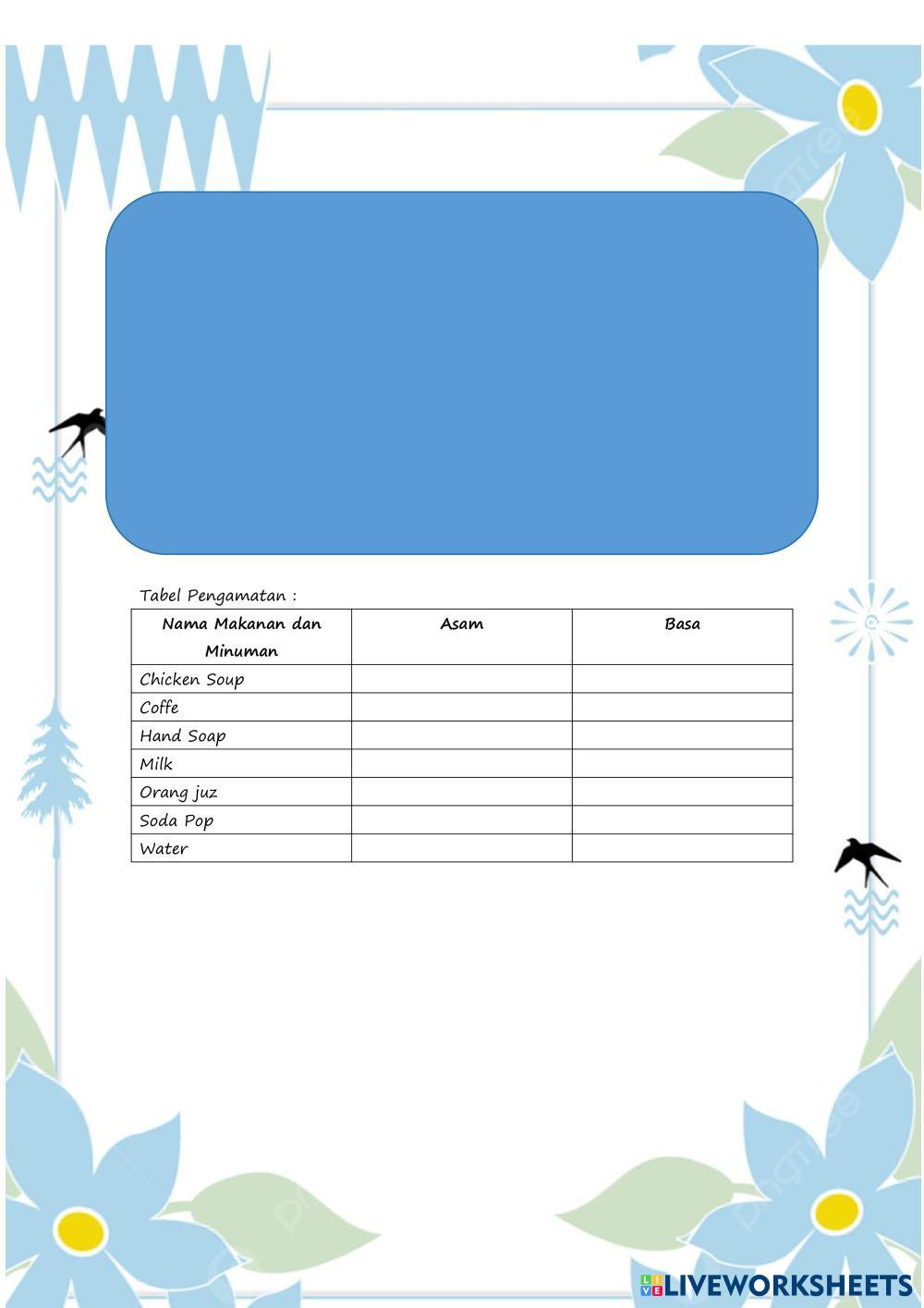 Asam Basa | Free Interactive Worksheets | 7368089