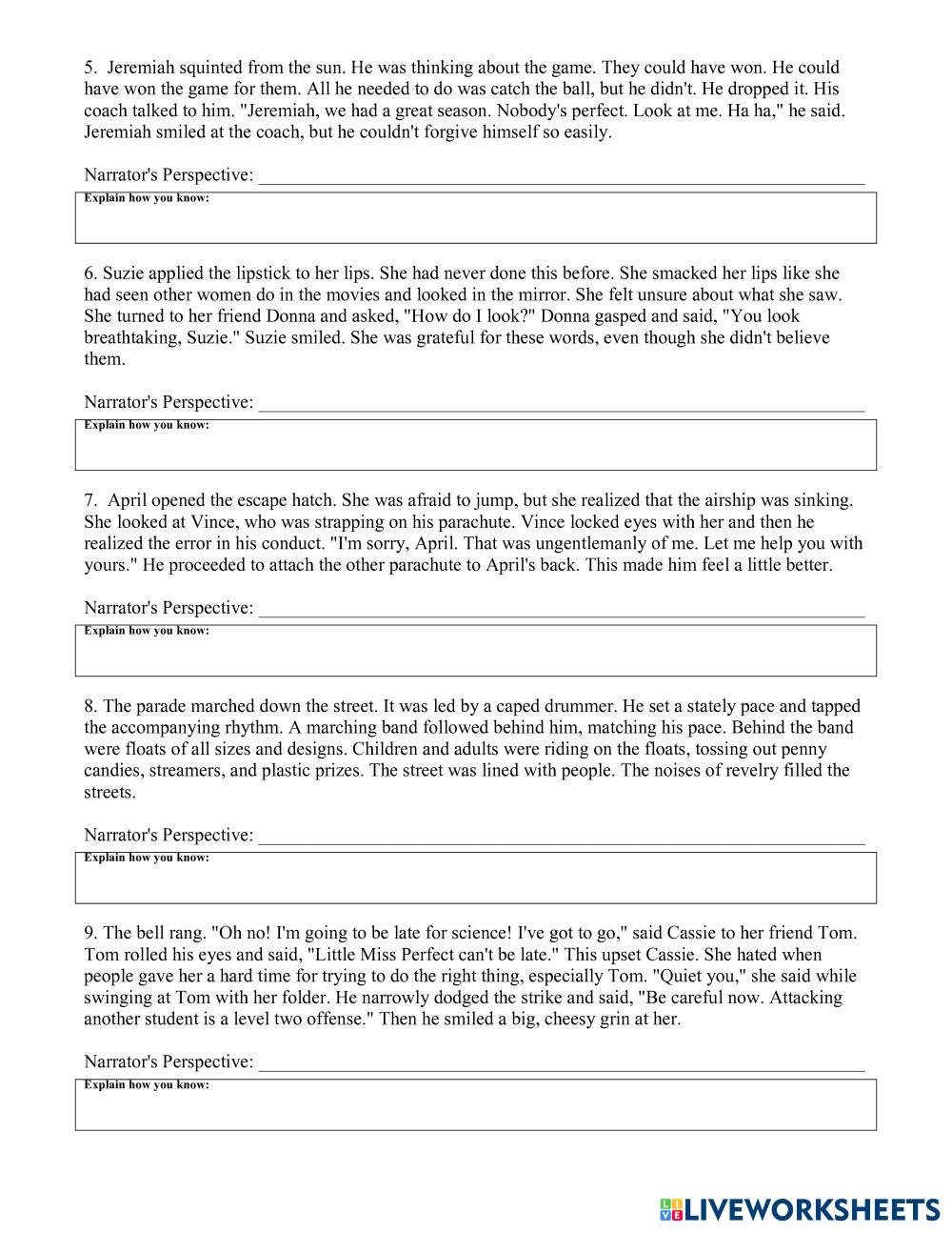 Third Person Po… | Free Interactive Worksheets | 7368576
