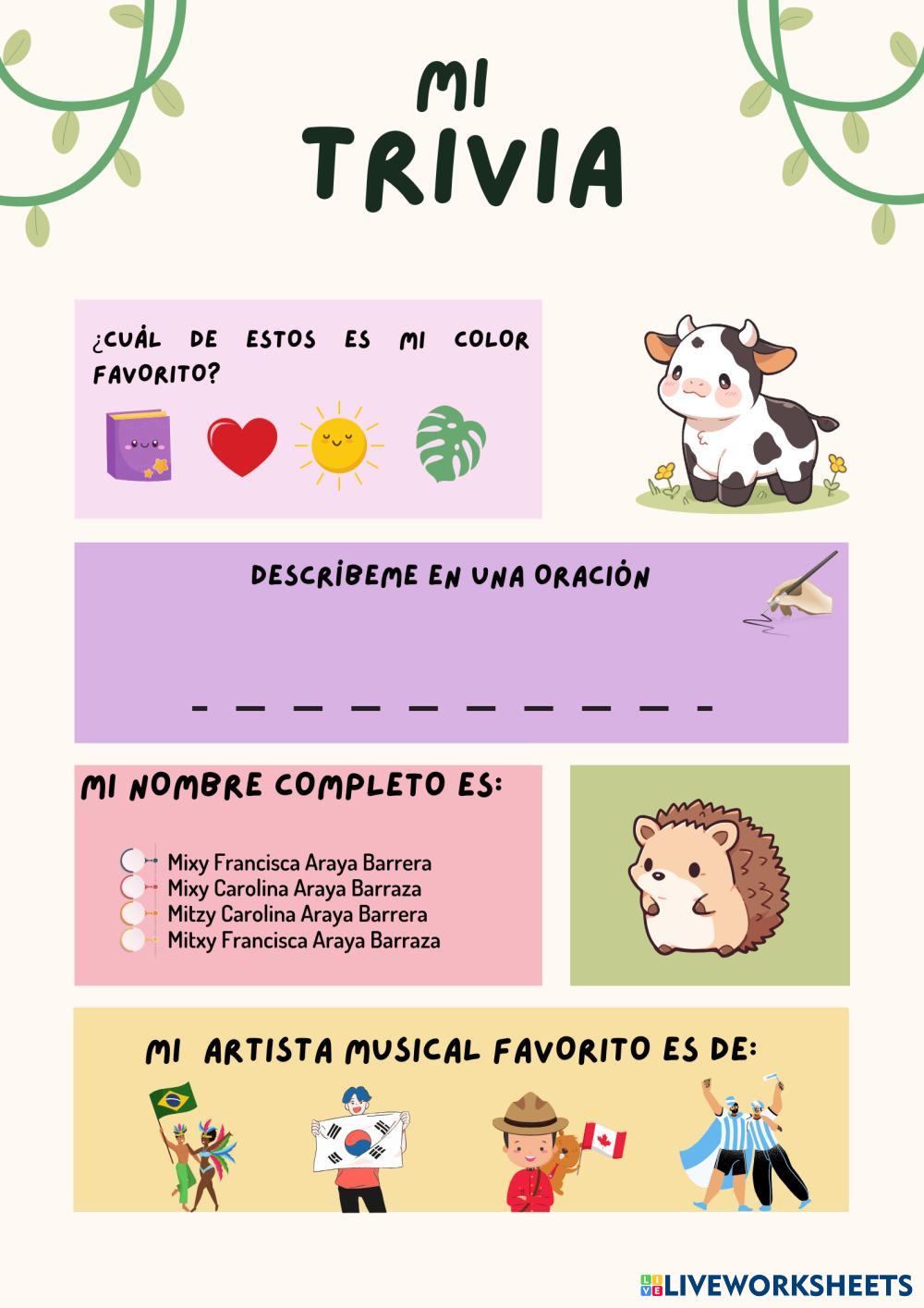 Trivia | Live Worksheets