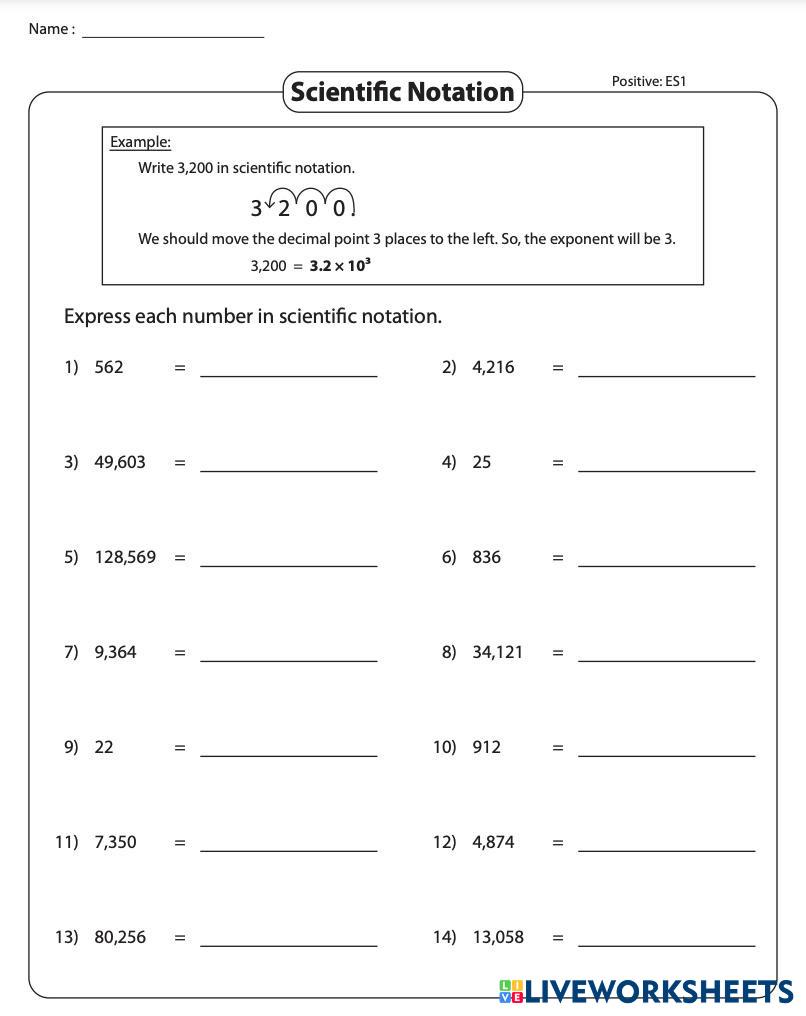 Scientific Notation | Live Worksheets