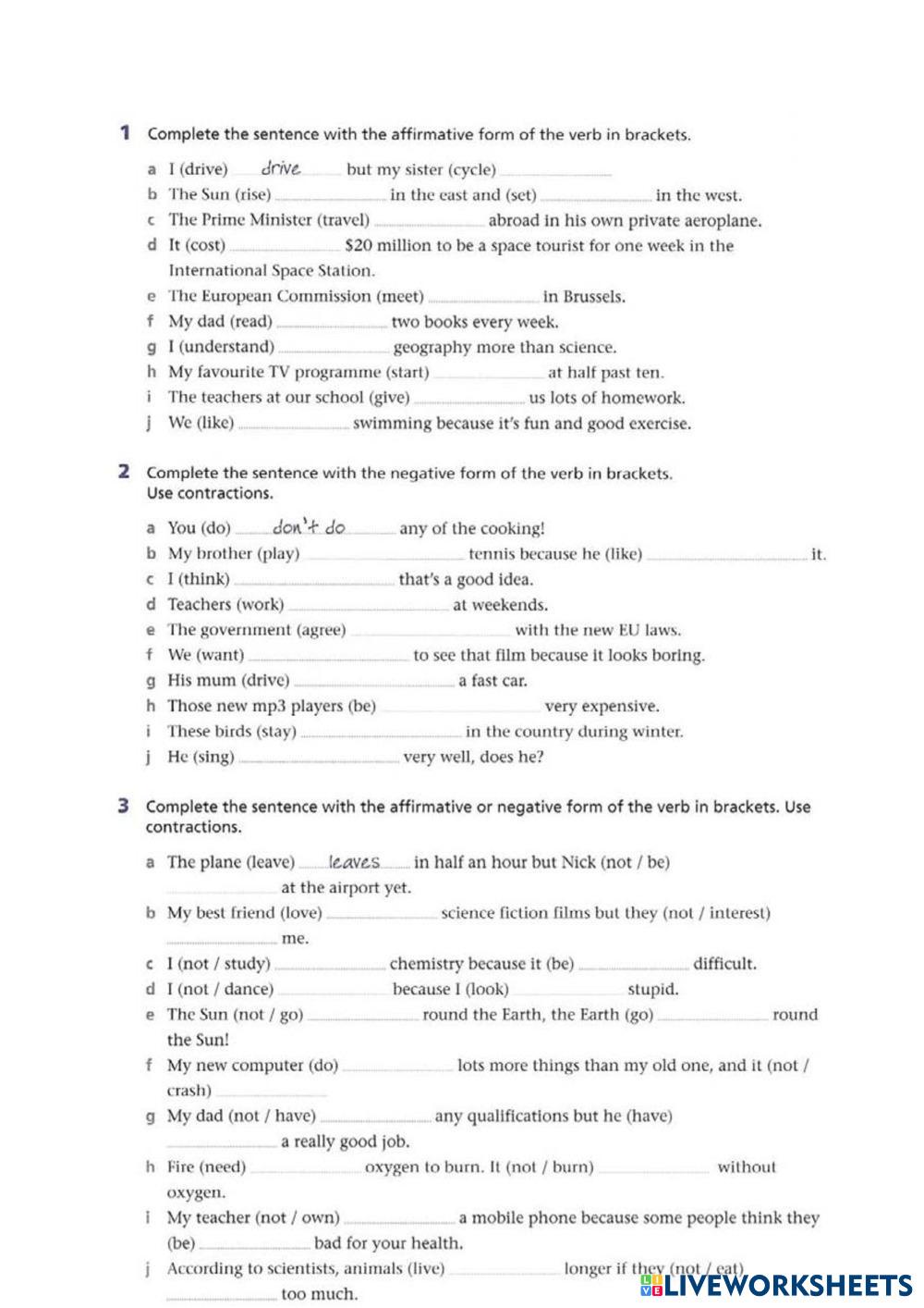 Present simple activities | Live Worksheets