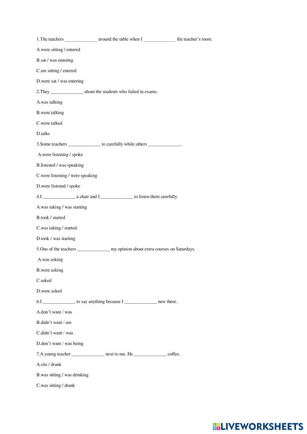Past Continuous 7378769 | mine baş | Live Worksheets