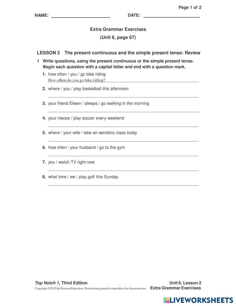 Simple Present vs Present Continuous | Live Worksheets