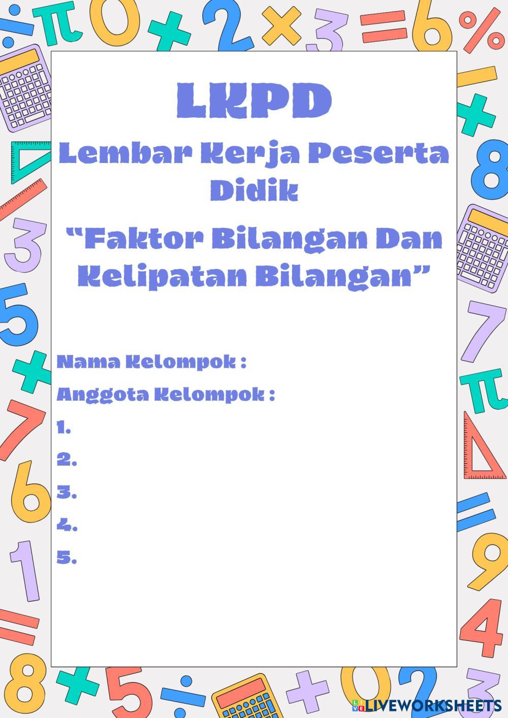 Faktor Bilangan dan Kelipatan Bilangan | Live Worksheets