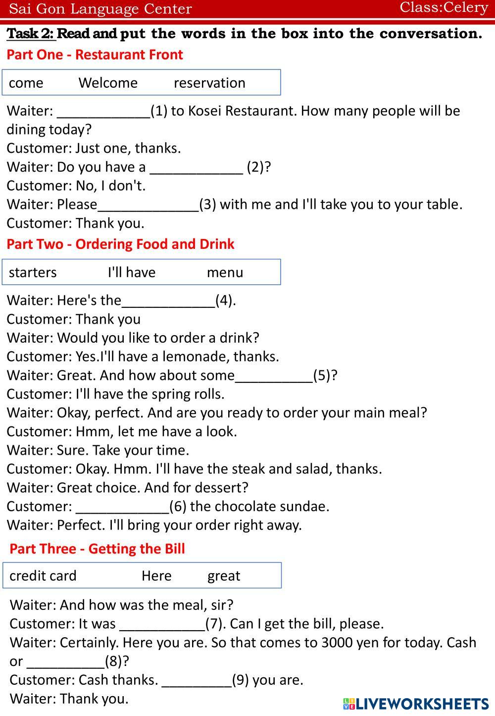 celery | Live Worksheets