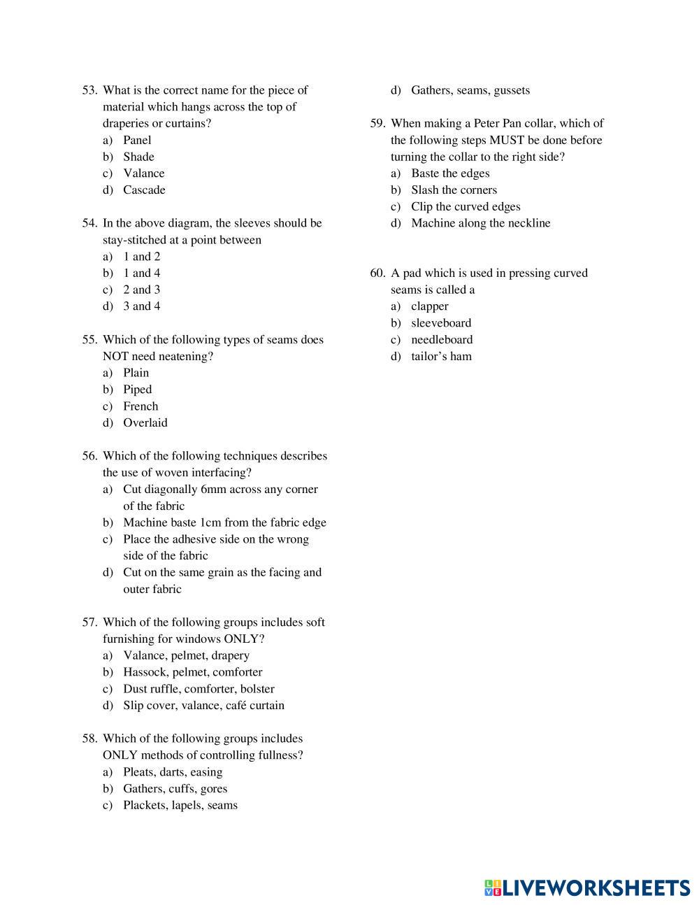 Textile Clothin… | Free Interactive Worksheets | 7381808