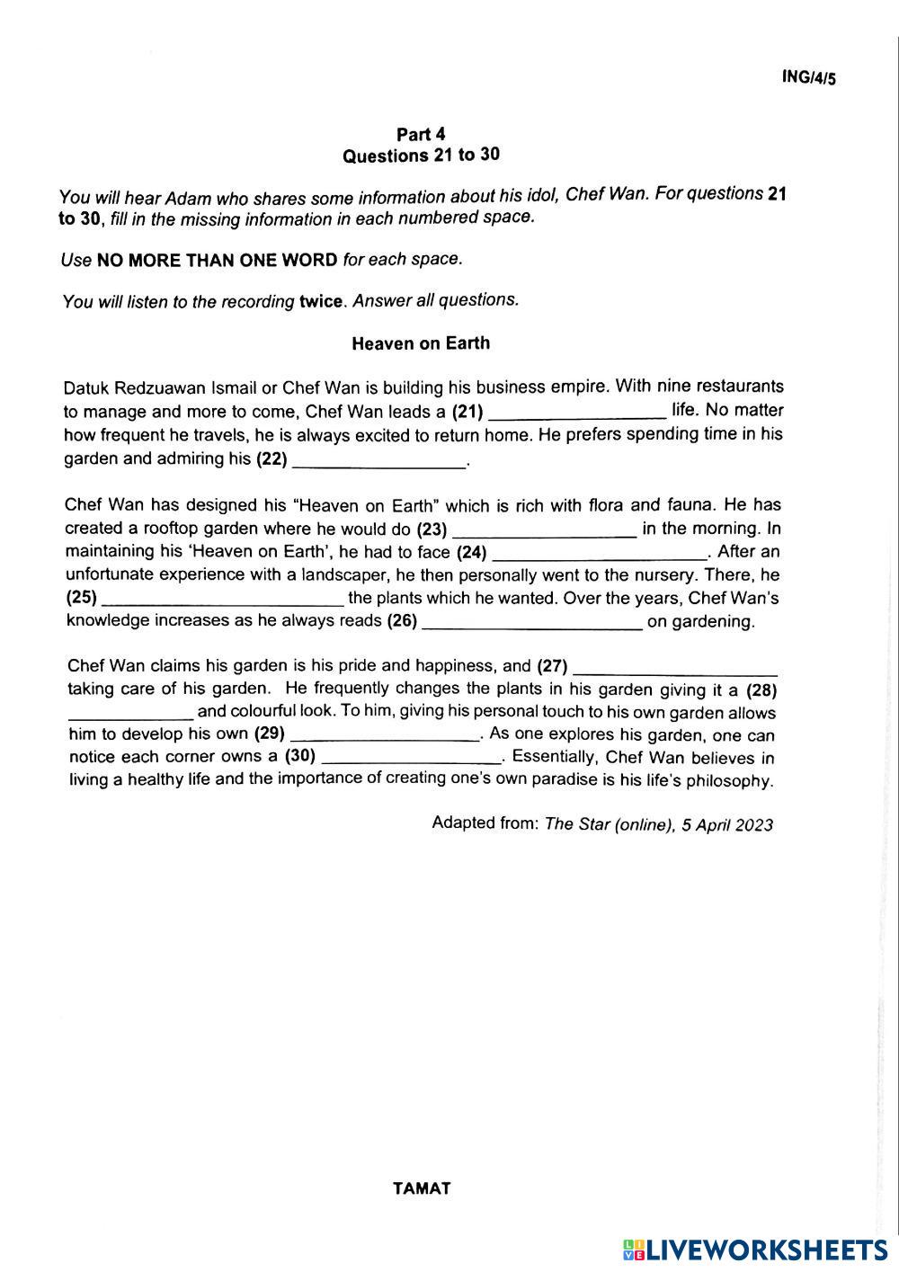 P4 (listening) … | Free Interactive Worksheets | 7385118