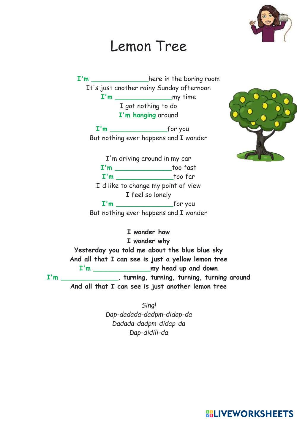 7384304 | song Lemon Tree | mabenro | LiveWorksheets