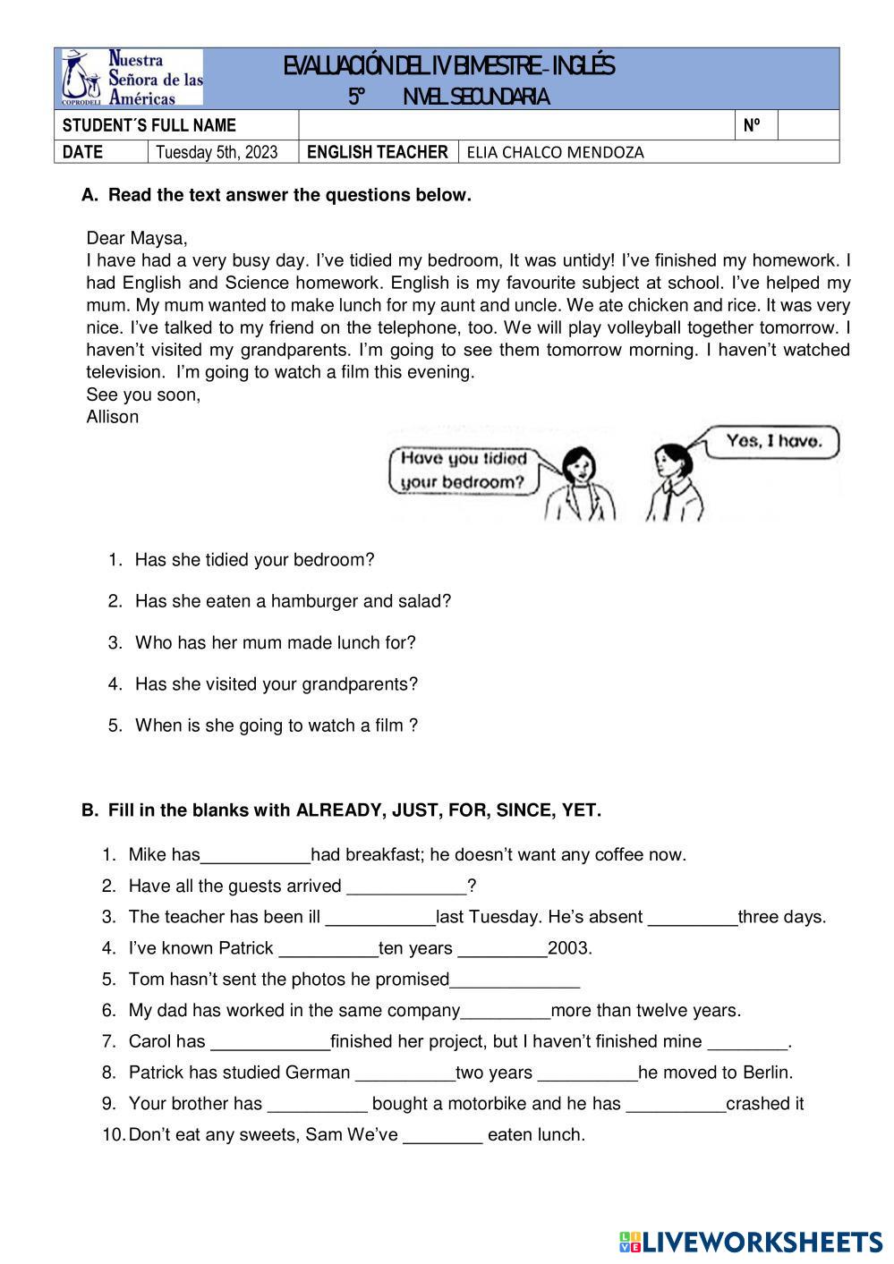 ELITA76 | English Test - Grade 5th 7386489