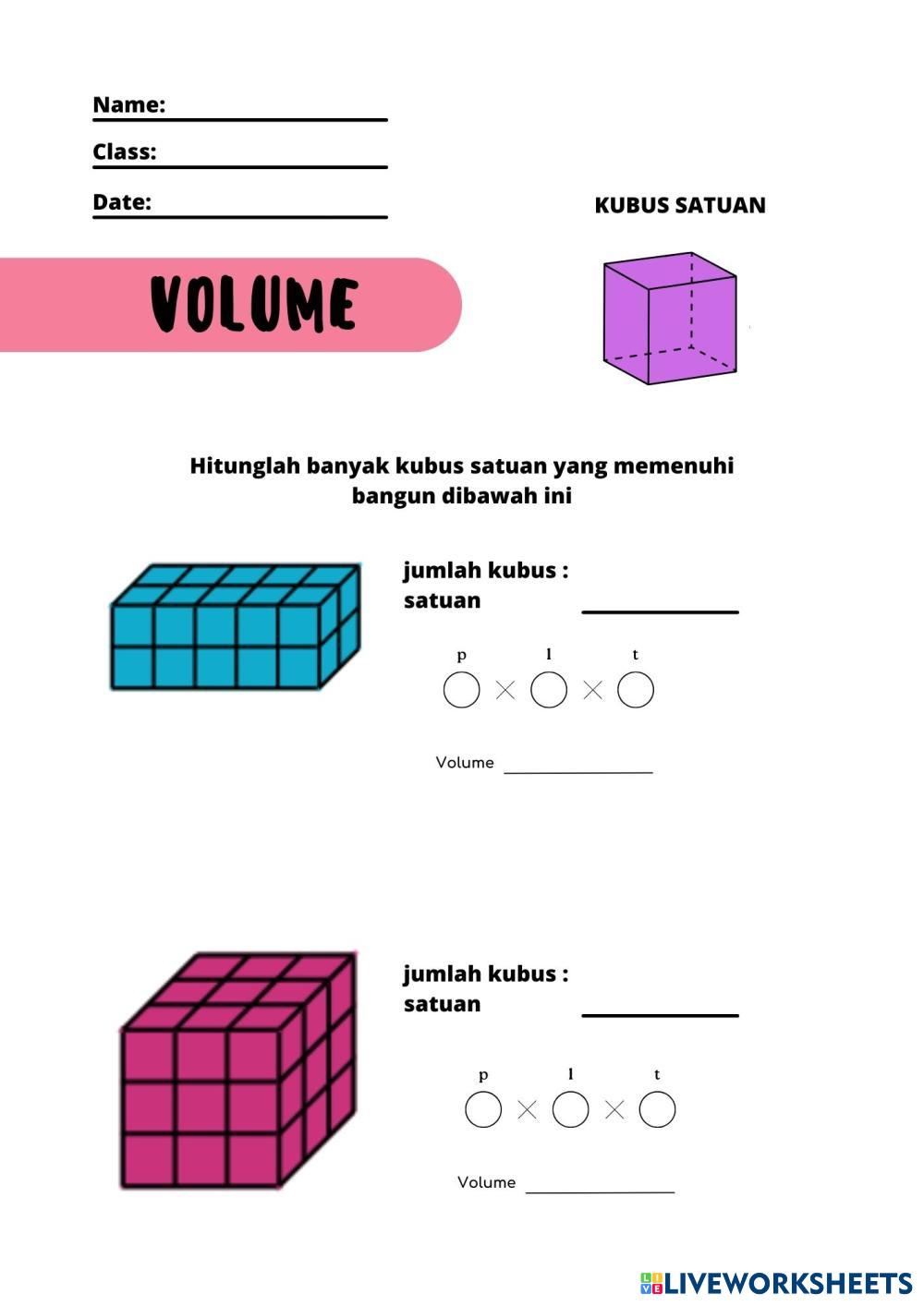 Volume Balok dan Kubus | Live Worksheets