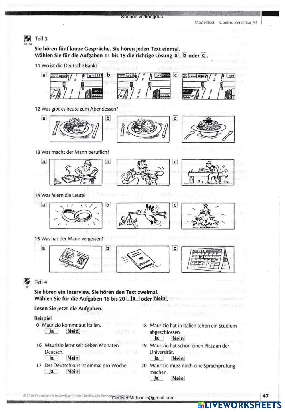 7387583 | A2 Lesen und Hören | rjkranz | LiveWorksheets