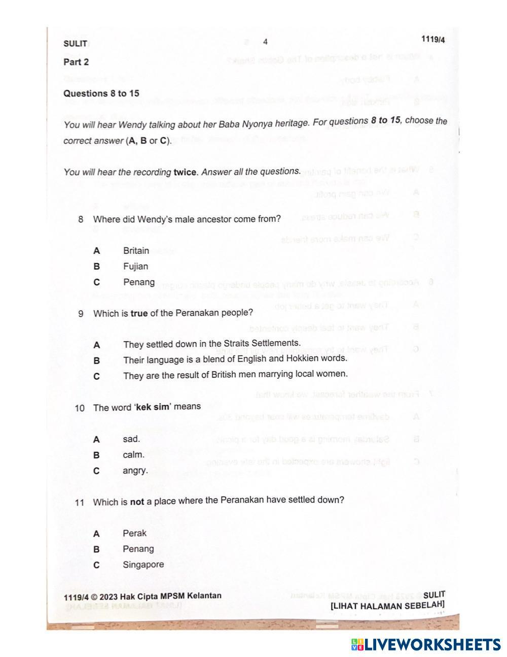 P4 (listening) … | Free Interactive Worksheets | 7388203