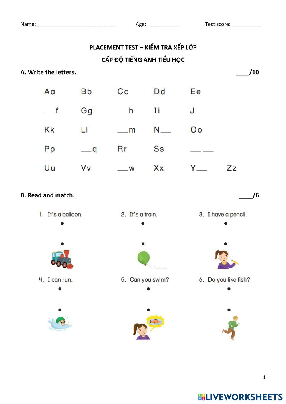 Placement Test_TACN | Live Worksheets