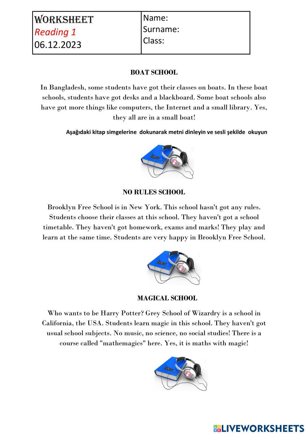 Reading 1 | Live Worksheets