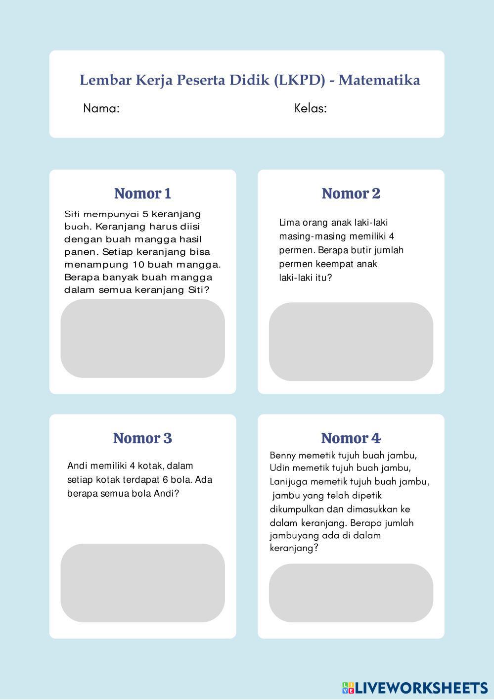 7392411 | LKPD Matematika Perkalian Kelas II SD | Maya