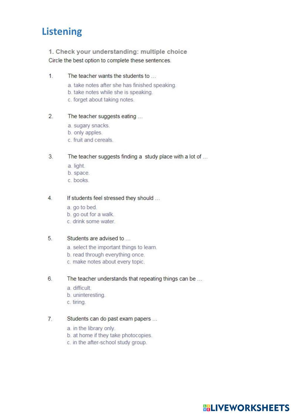 Listening Form … | Free Interactive Worksheets | 7393378