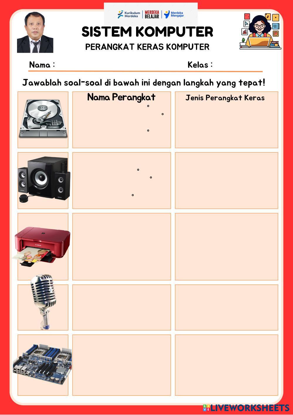 PERANGKAT KERAS KOMPUTER | Live Worksheets