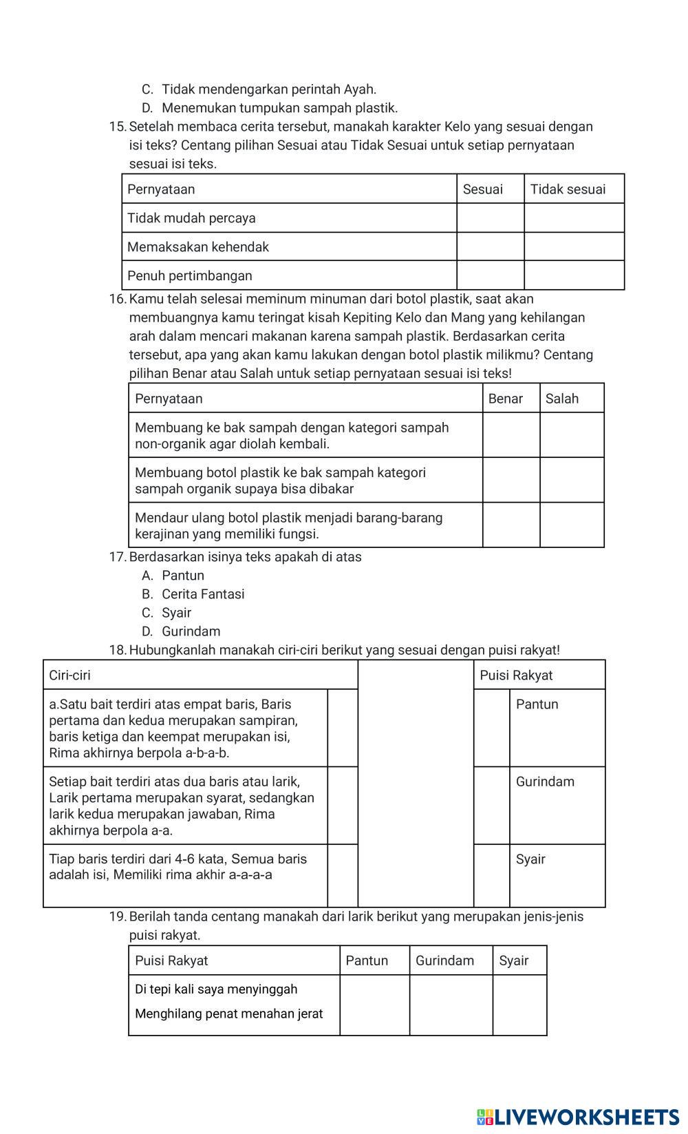 7394834 | Soal Ujian Kelas VIII bahasa indonesia | Nivta