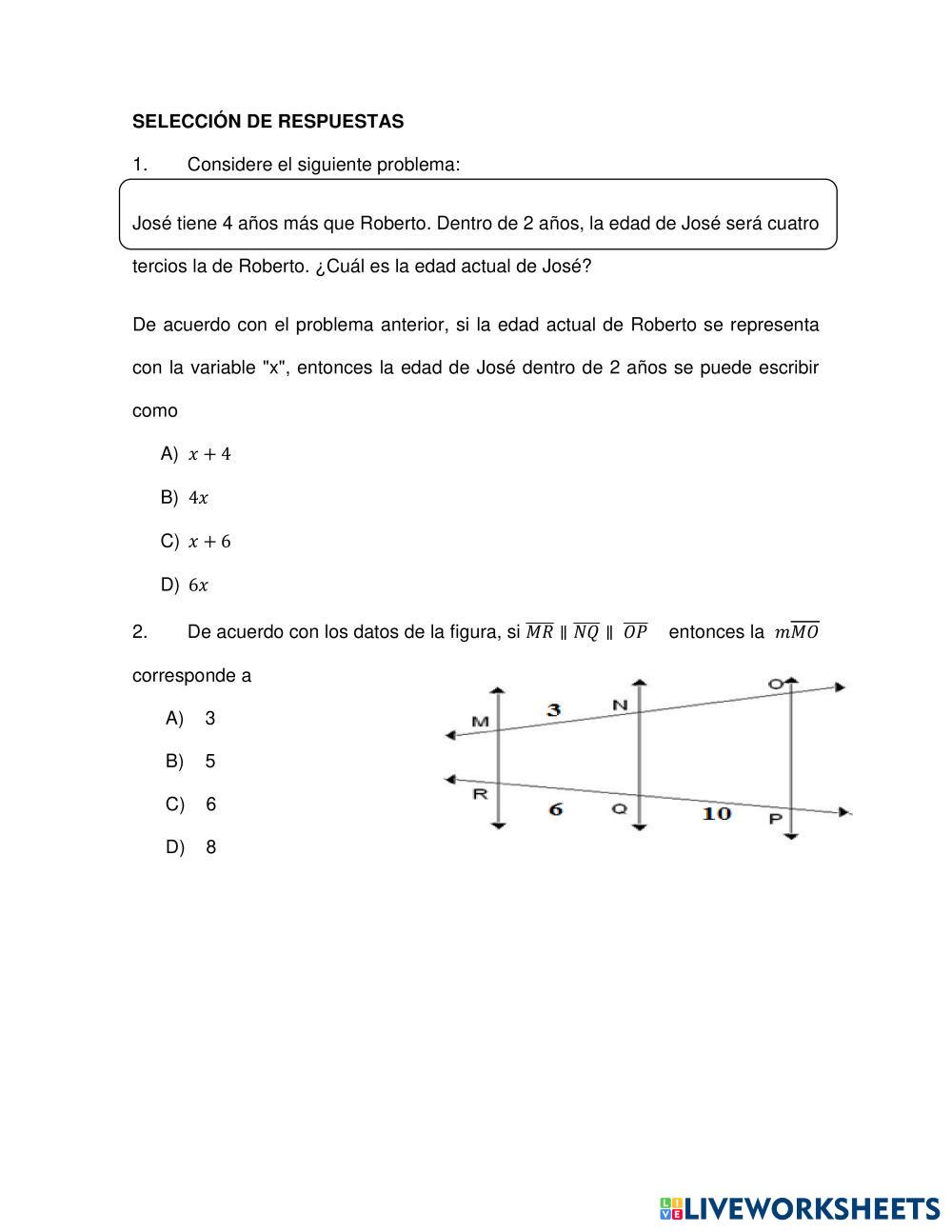 Operaciones alg… | Free Interactive Worksheets | 7397638