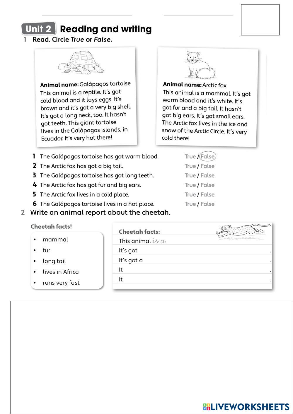 Unit 2 - Reading and writing | Live Worksheets