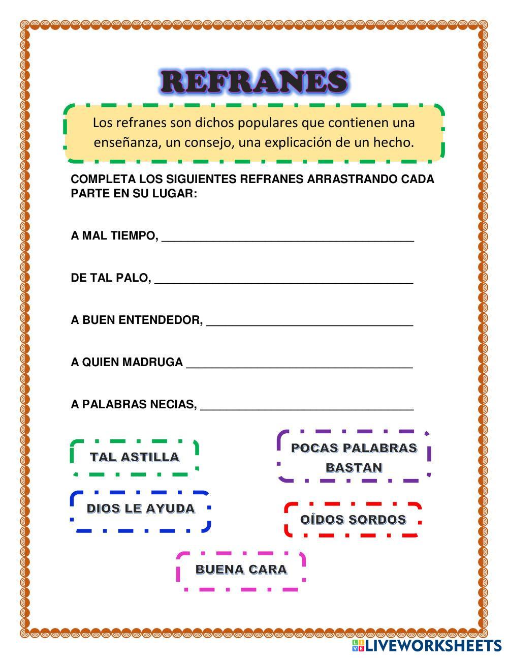 7400292 | Completar refranes | Zaribel Raquel Yanque idme
