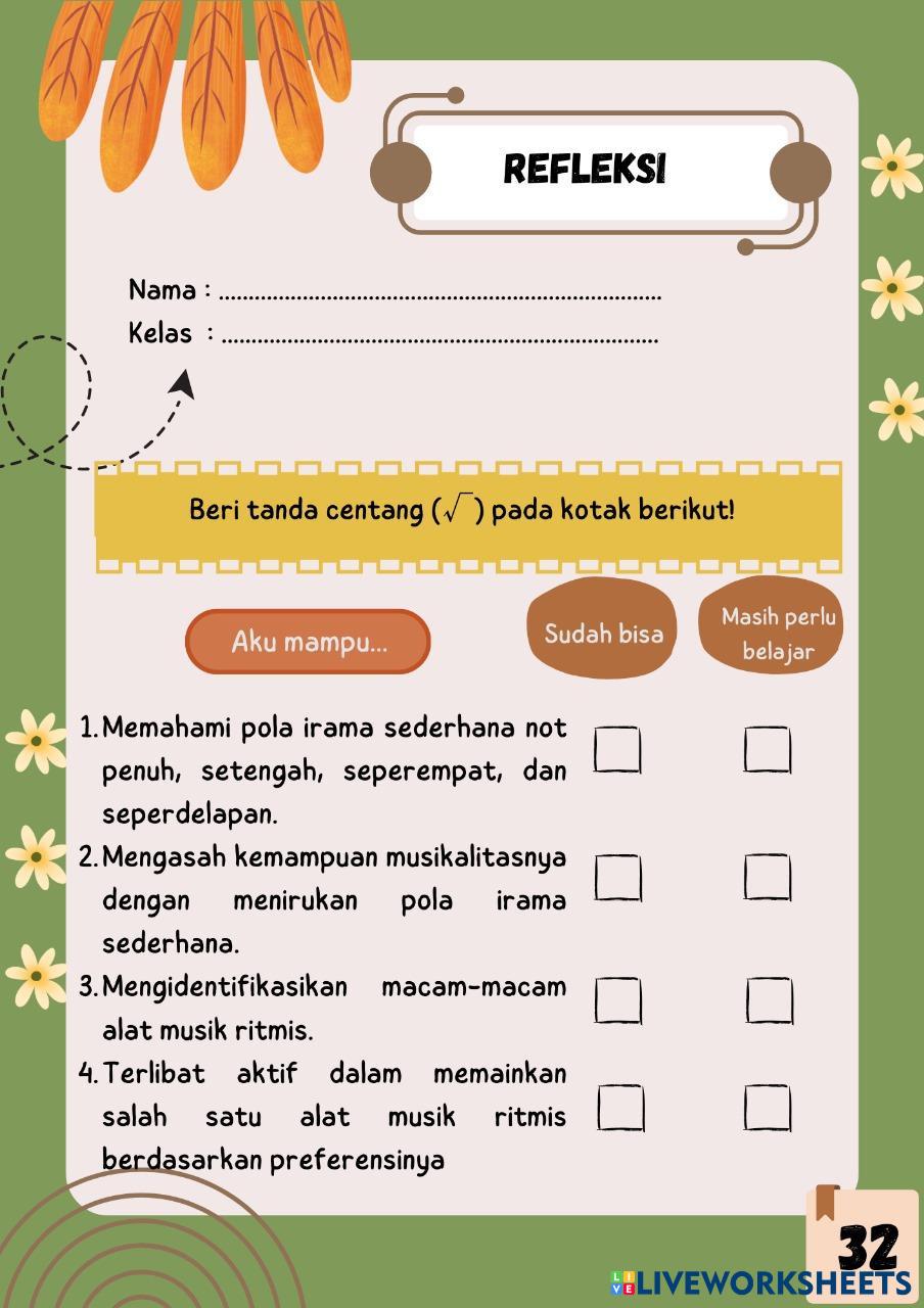 Refleksi Seni | Live Worksheets