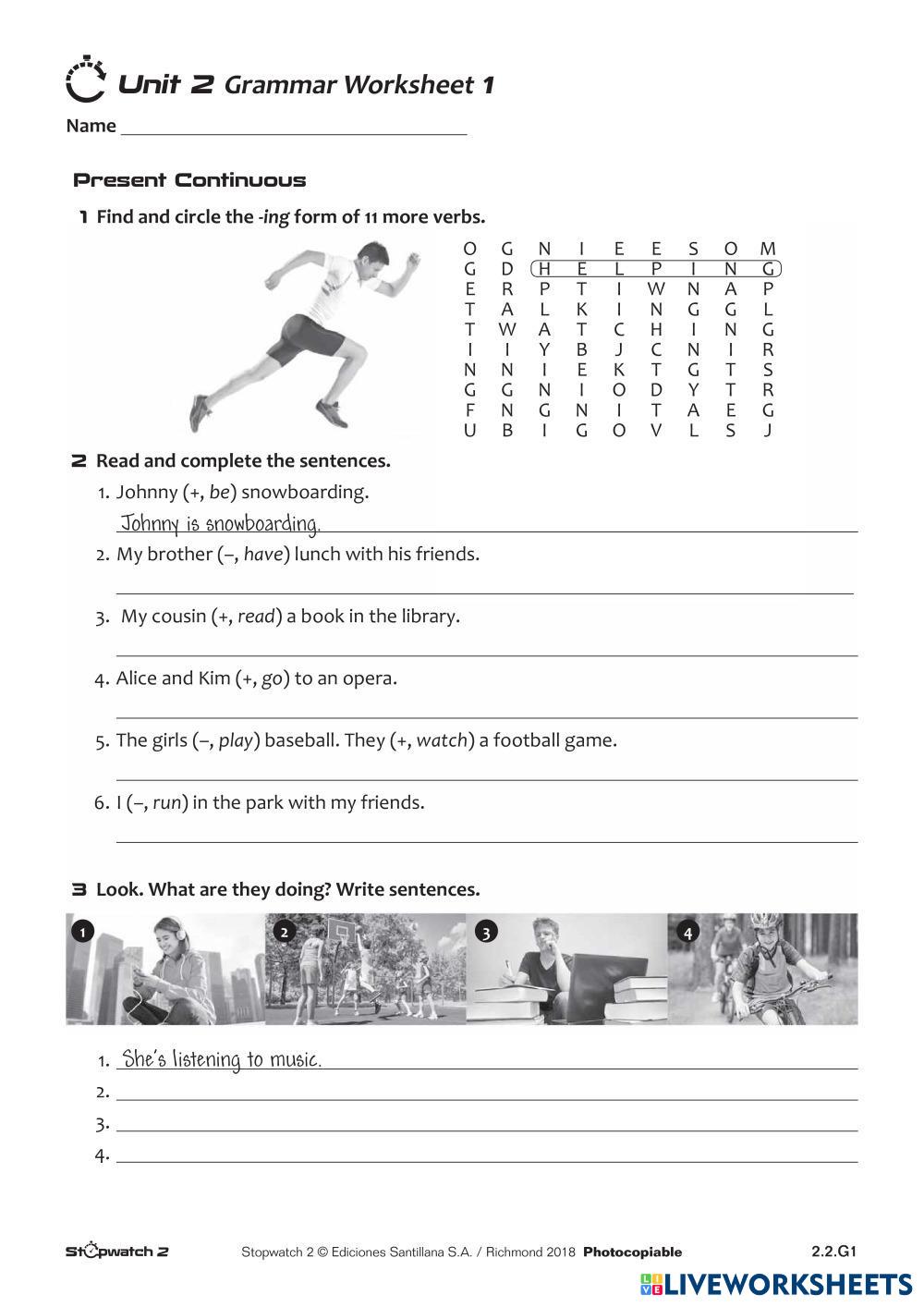 Unit 02: Presen… | Free Interactive Worksheets | 7401334