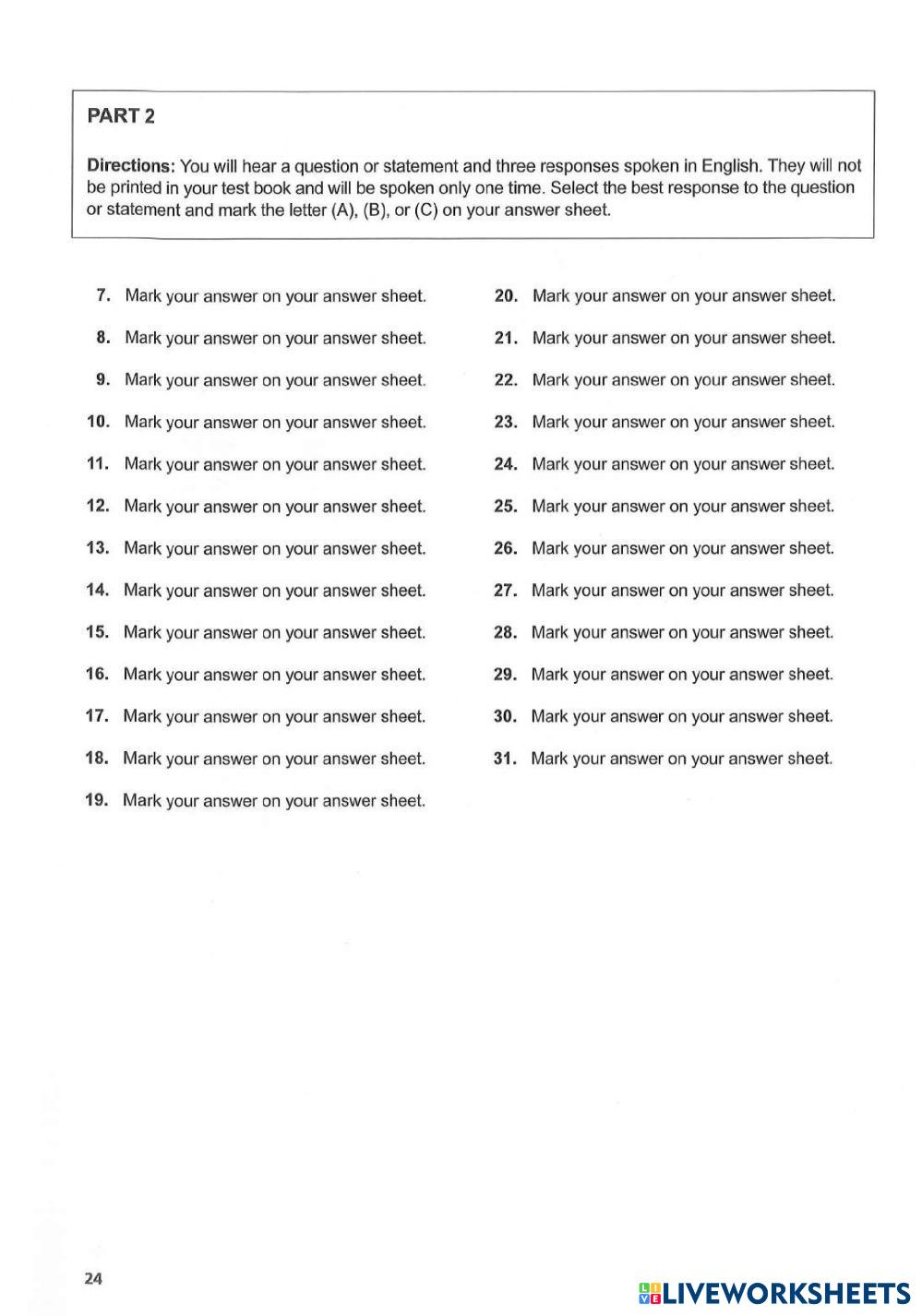 TEST 1 - ETS 2019 | Live Worksheets
