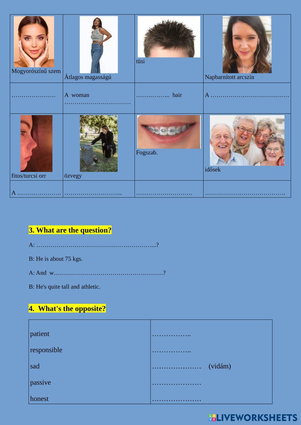 Appearance - Pe… | Free Interactive Worksheets | 7402210