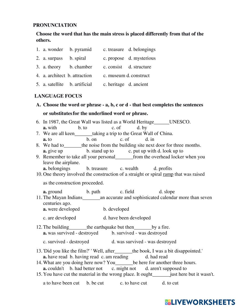 ENGLISH-GRADE 11 | Live Worksheets