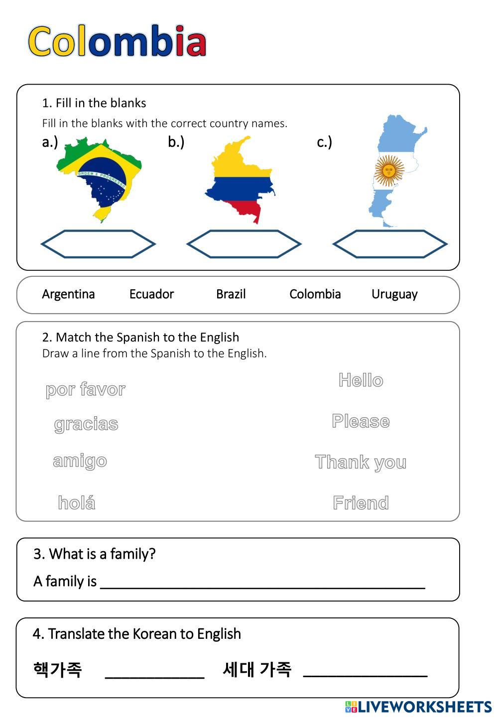 Colombia Culture | Free Interactive Worksheets | 7402524