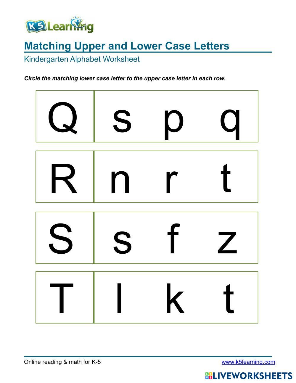 Uppercase and l… | Free Interactive Worksheets | 7403337