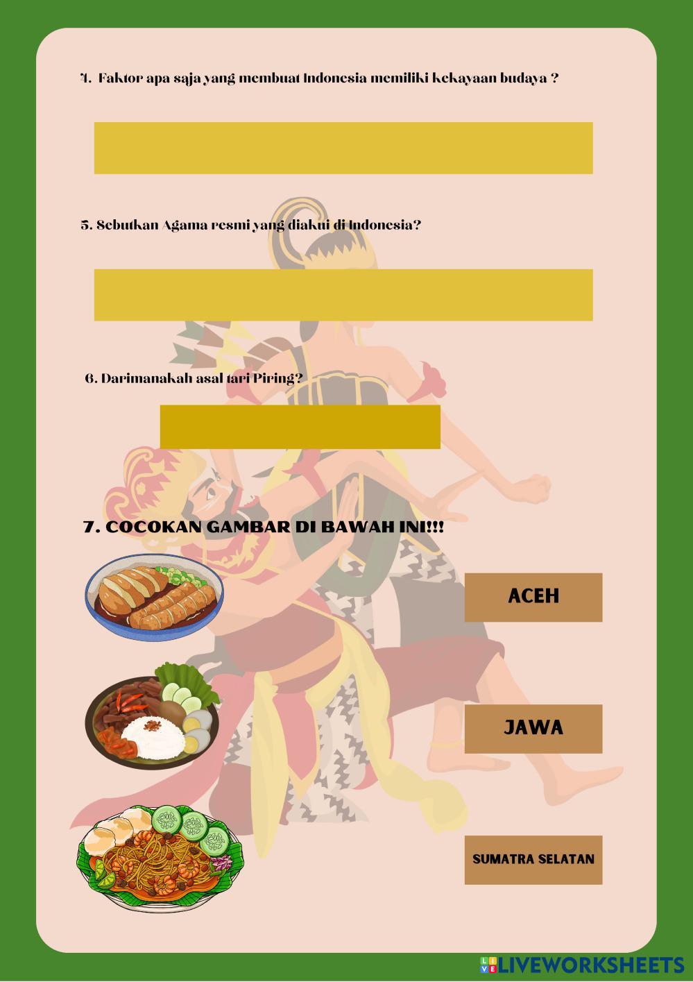 Kekayaan Budaya… | Free Interactive Worksheets | 7406884