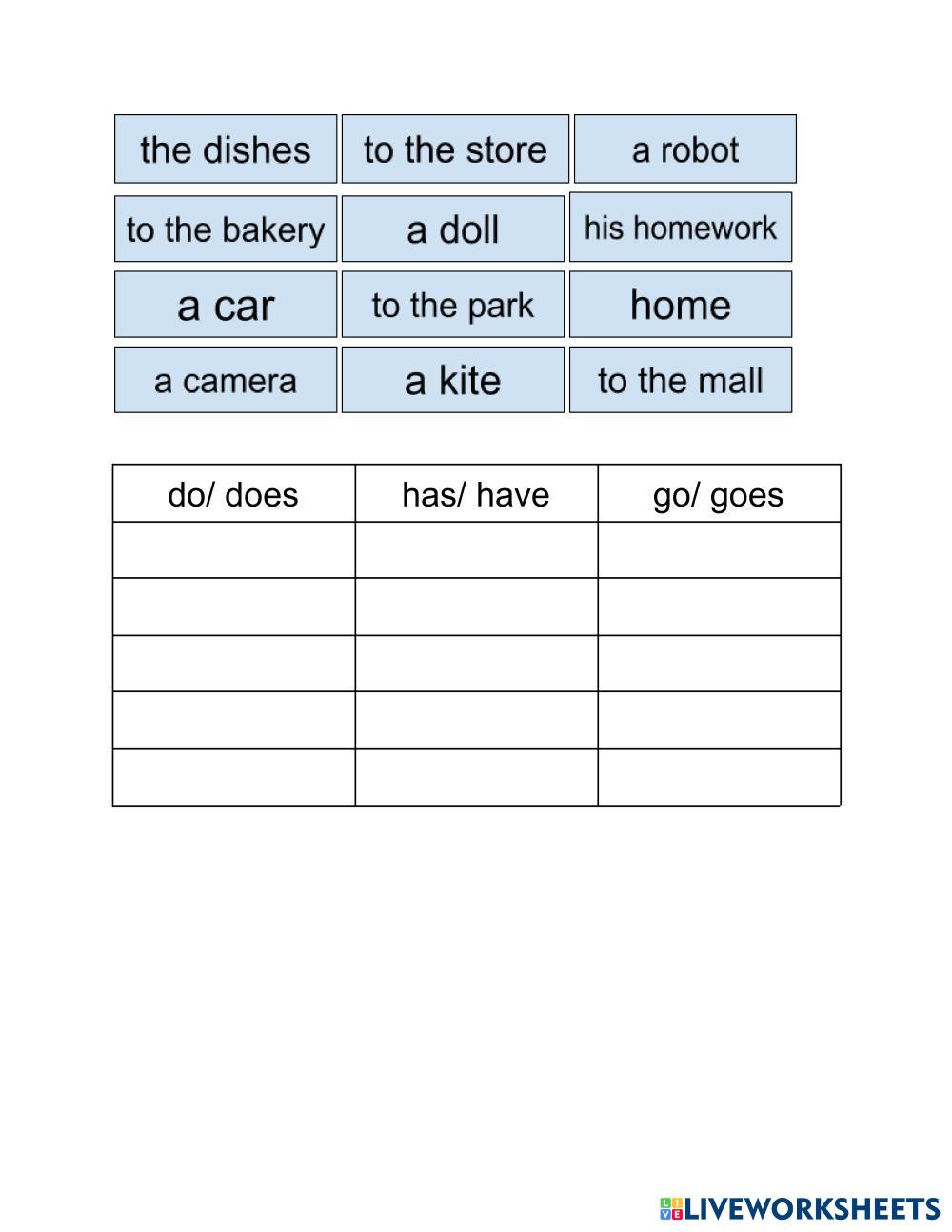 Do/ Has/ Go | Live Worksheets