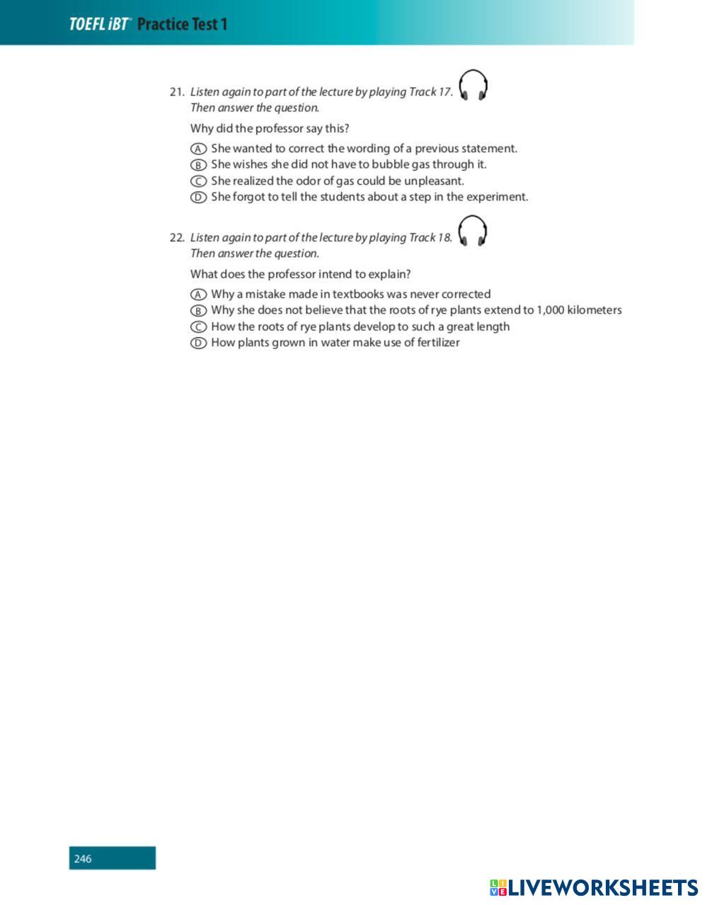 TOEFL Listening | Free Interactive Worksheets | 7407419