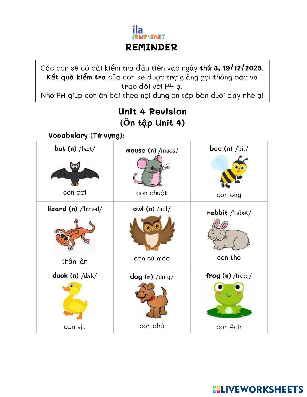 H20YK-K9-2305 - Revision - Unit 4 | Live Worksheets