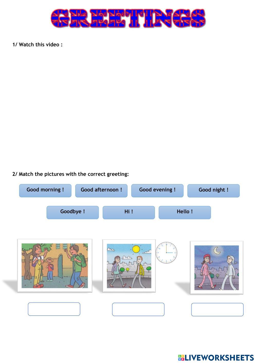 Greetings | Free Interactive Worksheets | 7411985