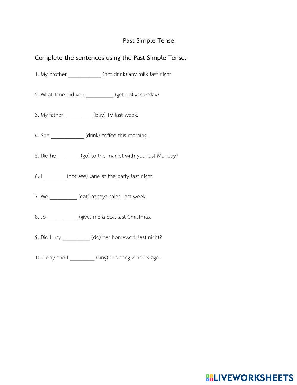 Past Simple Ten… | Free Interactive Worksheets | 7412717