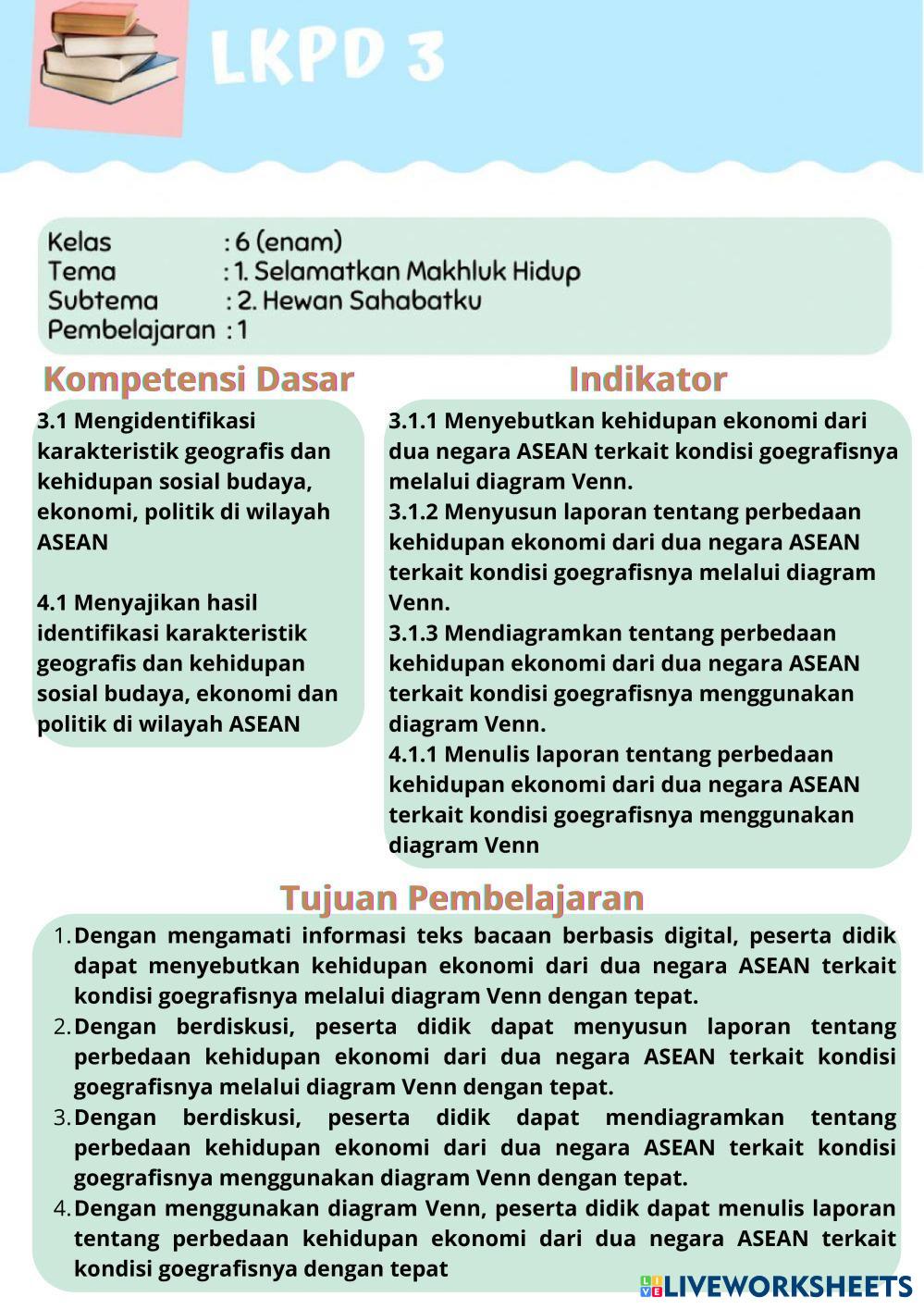 LKPD Kelas 6 Tema 1 Subtema 2 Pembelajaran 1 | Live Worksheets