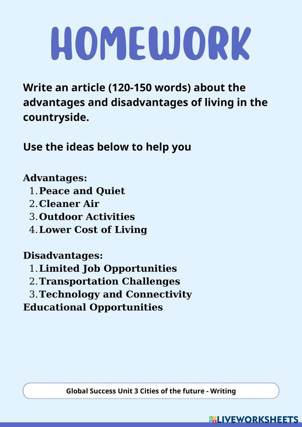 Homework Writing Unit 3 Grade 11 | Live Worksheets