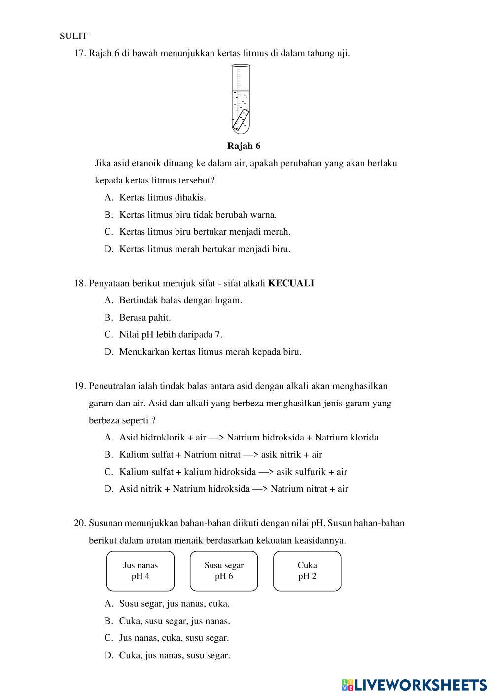 LATIHAN UASA SA… | Free Interactive Worksheets | 7419413