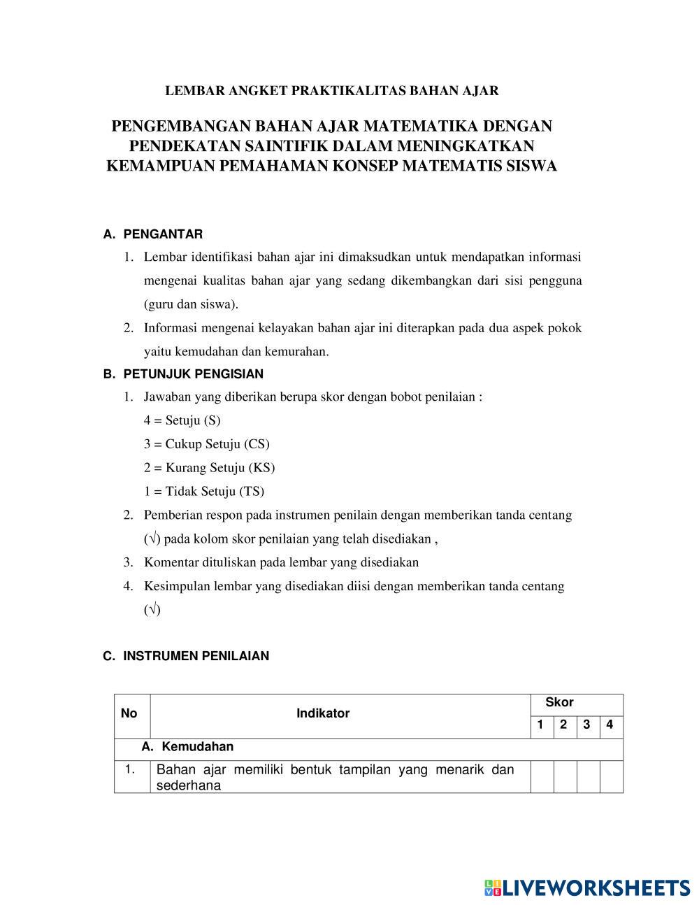 7420794 | Angket Siswa | Anandaning1 | LiveWorksheets