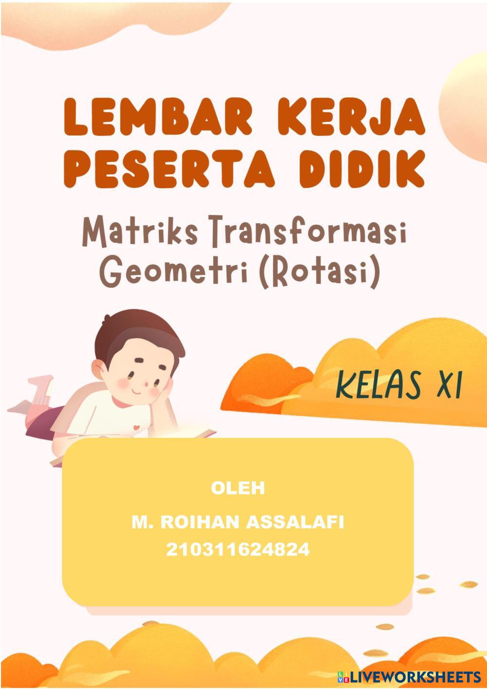 MATRIKS TRANSFORMASI GEOMETRI (ROTASI) | Live Worksheets