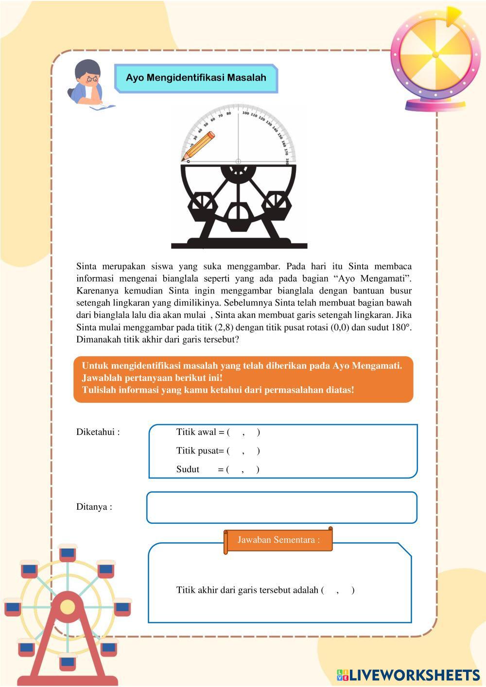 MATRIKS TRANSFORMASI GEOMETRI (ROTASI) | Live Worksheets