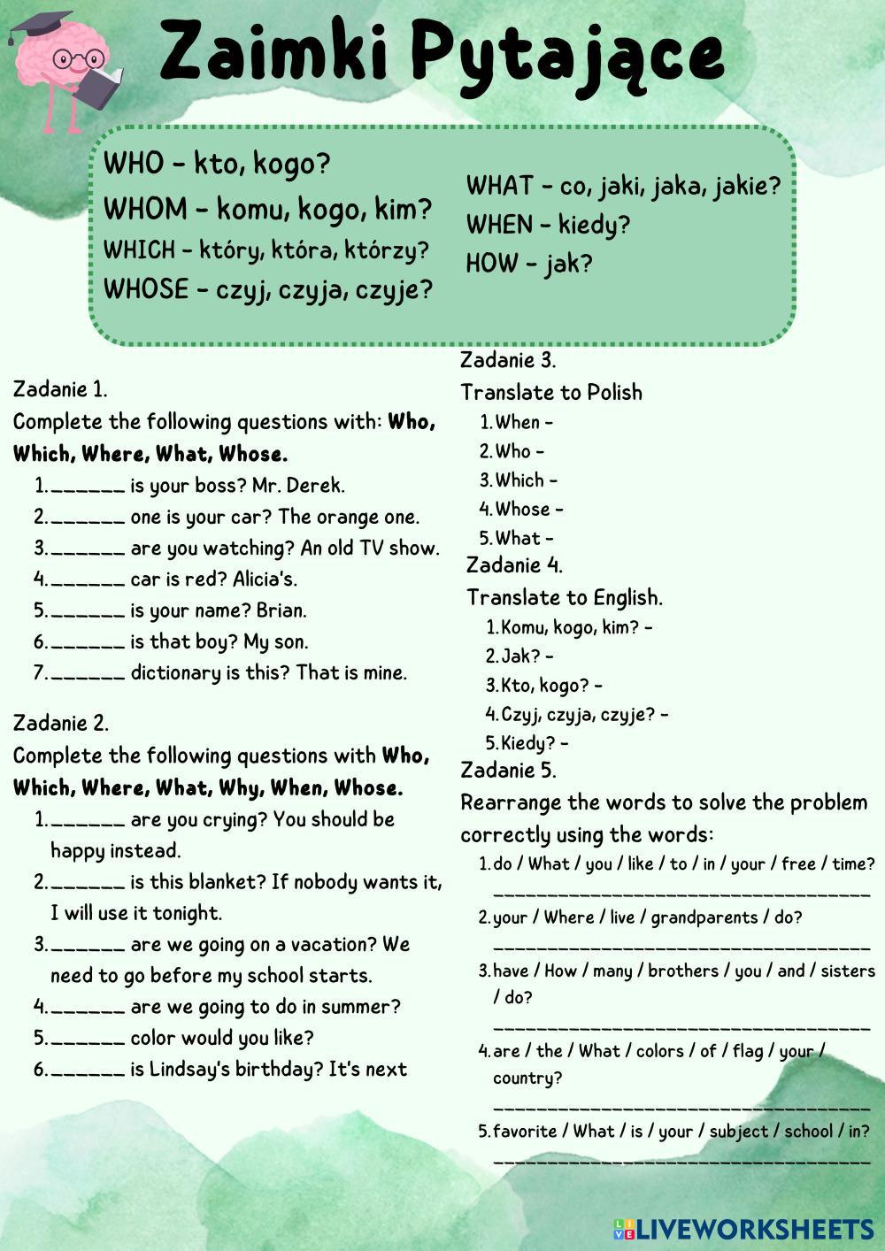 7426021 | Zaimki pytające | Wh questions | Paulina
