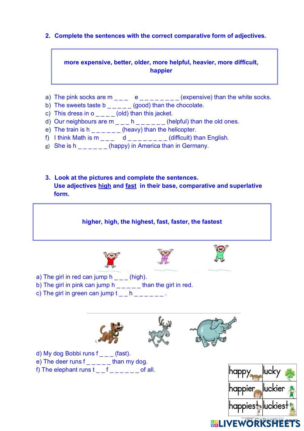 Comparison of a… | Free Interactive Worksheets | 7429169